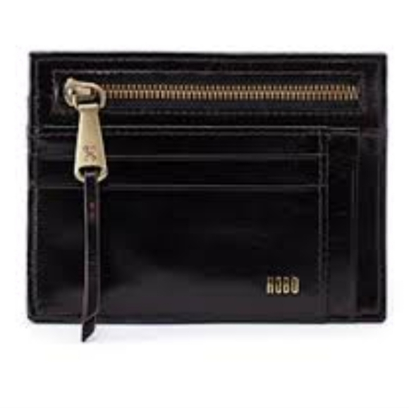 HOBO | Bags | Nwot Hobo Black Leather Card Holder With Gold Accents ...